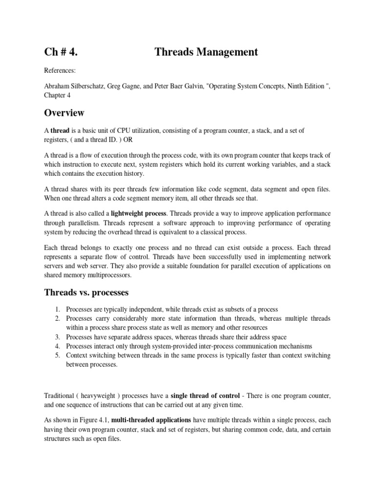 CH 4 (Threads) | PDF | Thread (Computing) | Process (Computing)