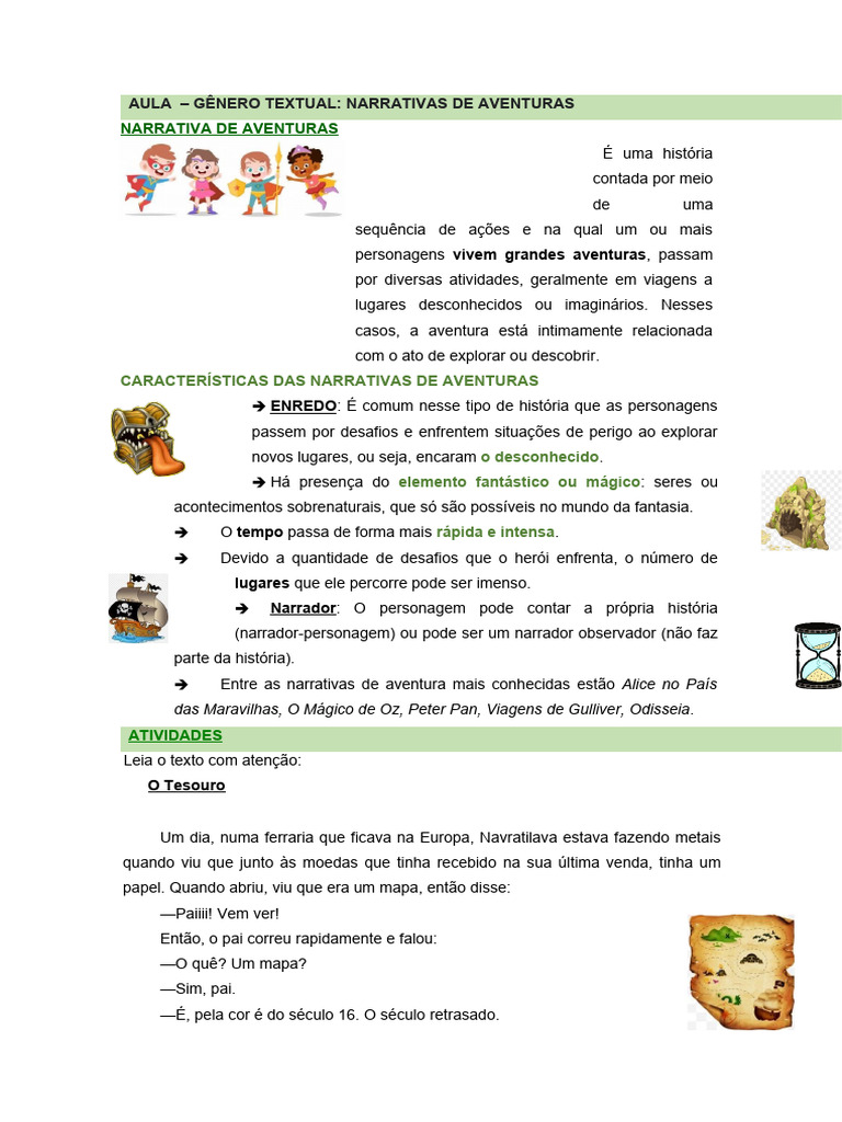 Aula 1 - 6º Ano - Narrativa de Aventura 15.08 | PDF | Narrativa | Pirataria