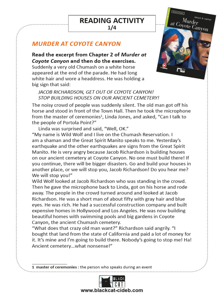 Murder at Coyote Canyon Reading Activity | PDF | Scavengers