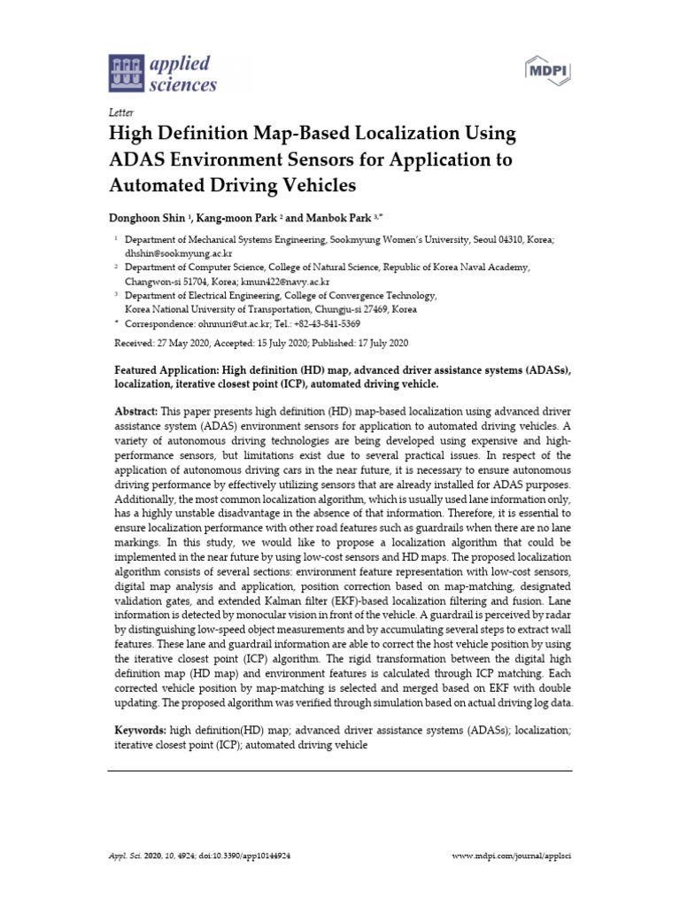 High Definition Map-Based Localization Using ADAS | PDF | Kalman Filter | Automation
