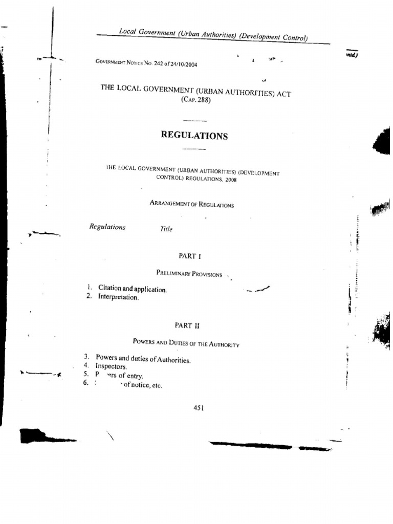 The Local Government (Urban Authorities) (Development Control ...