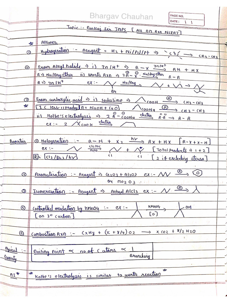 Organic Chemistry Short Notes by Bhargav | PDF