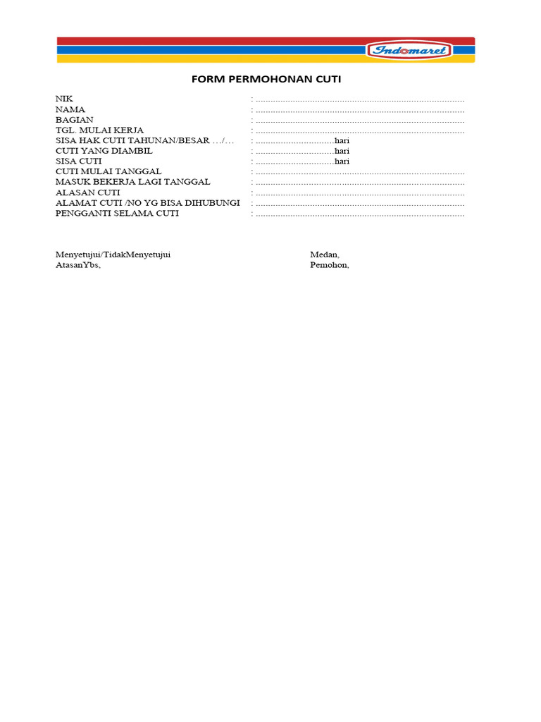 Form Permohonan Cuti | PDF | Griya & Taman