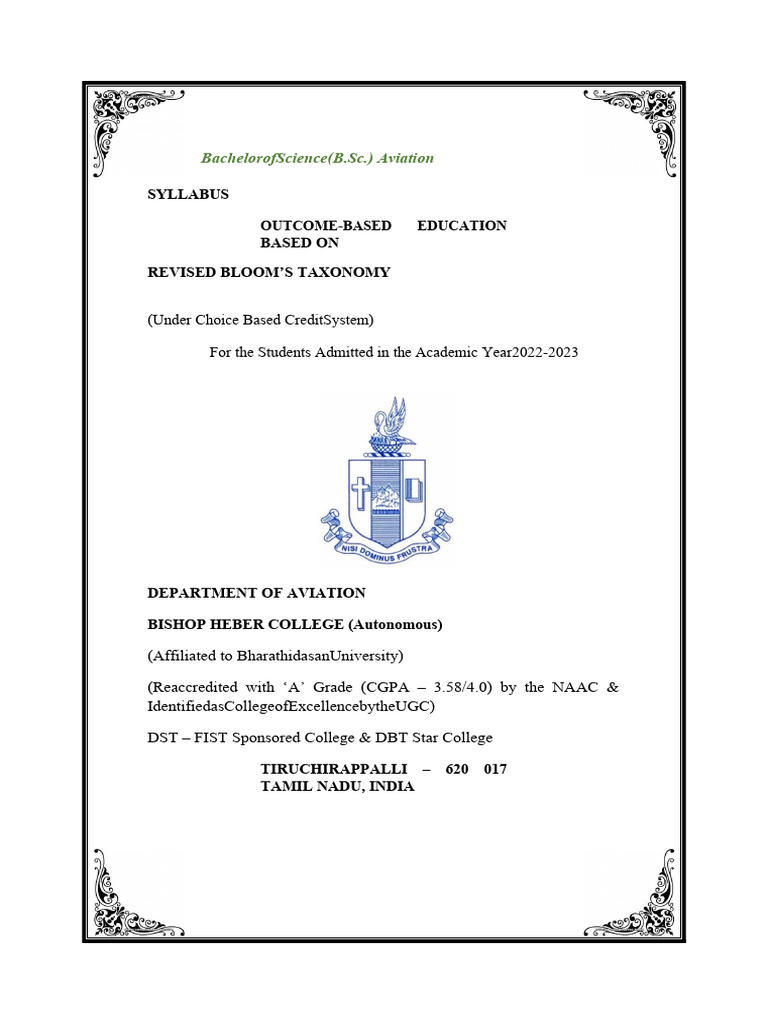 B.Sc. Aviation Syllabus 2022-2023 | PDF | Air Traffic Control | Airport