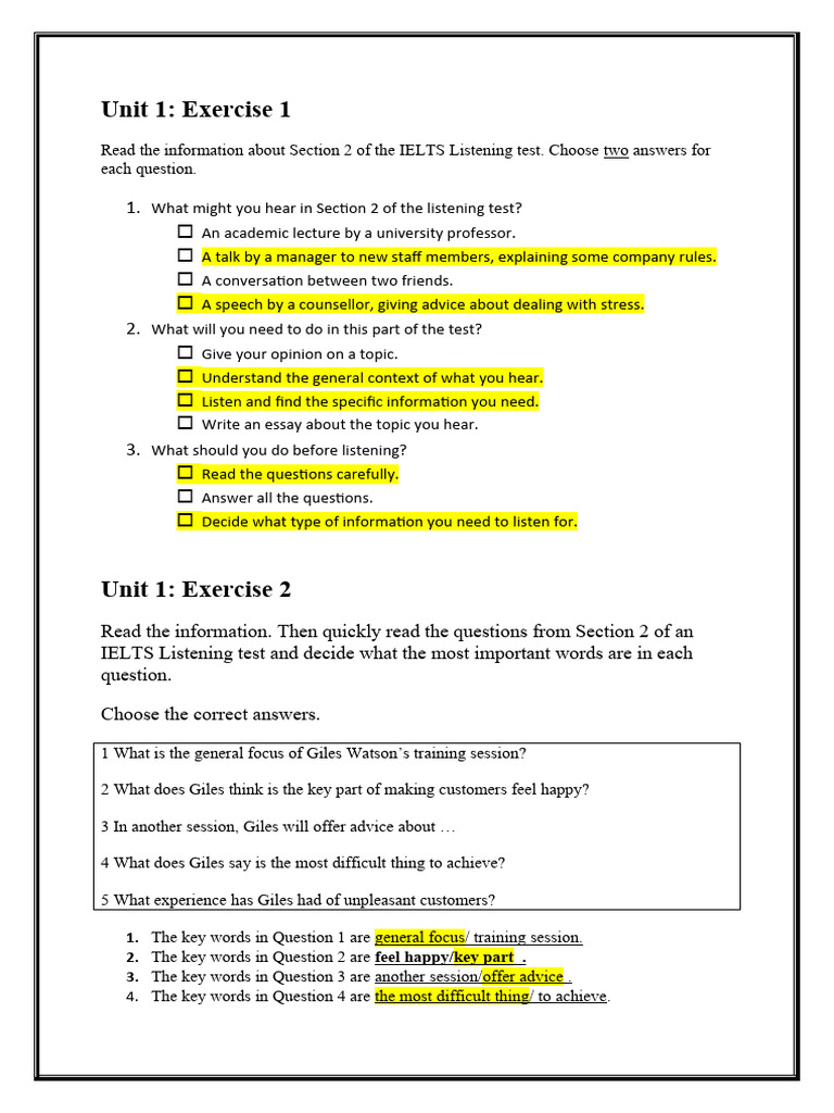 Unit 1 - Listening HV | PDF | International English Language Testing ...