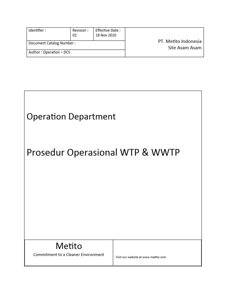 SOP Operasional WTP & WWTP | PDF