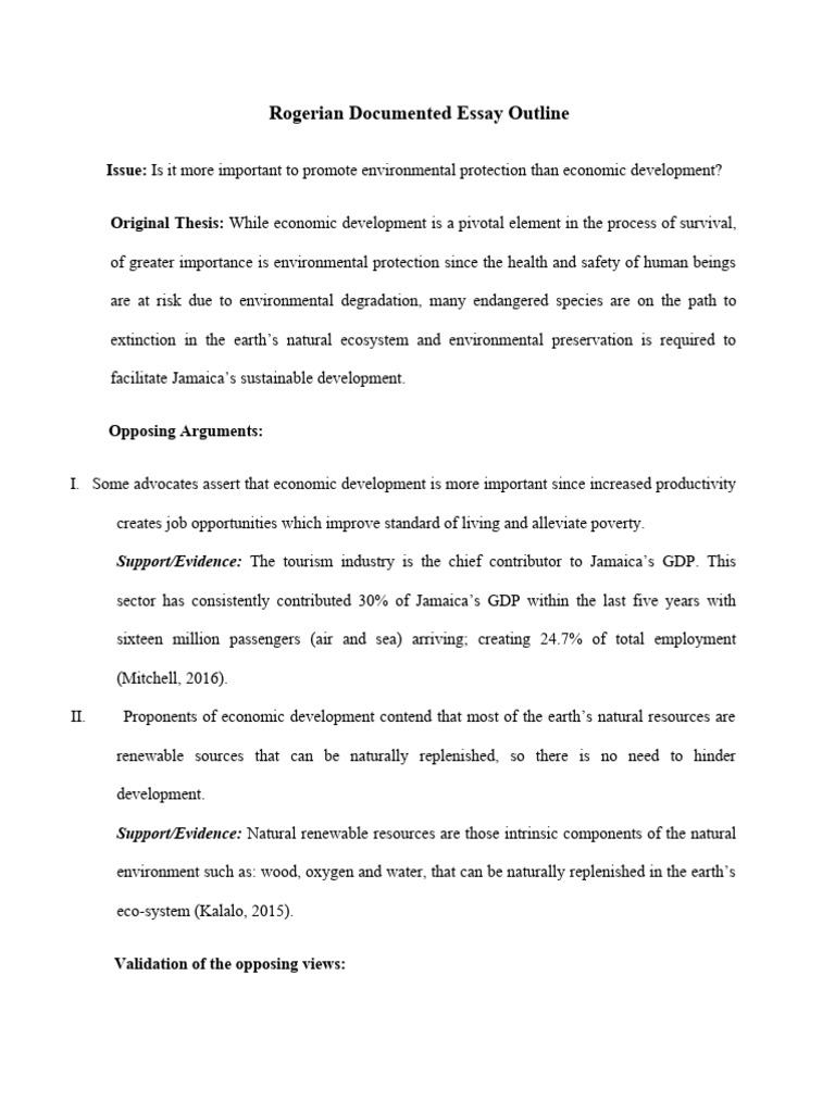 Rogerian Argument Outline PDF Sustainability Natural Environment