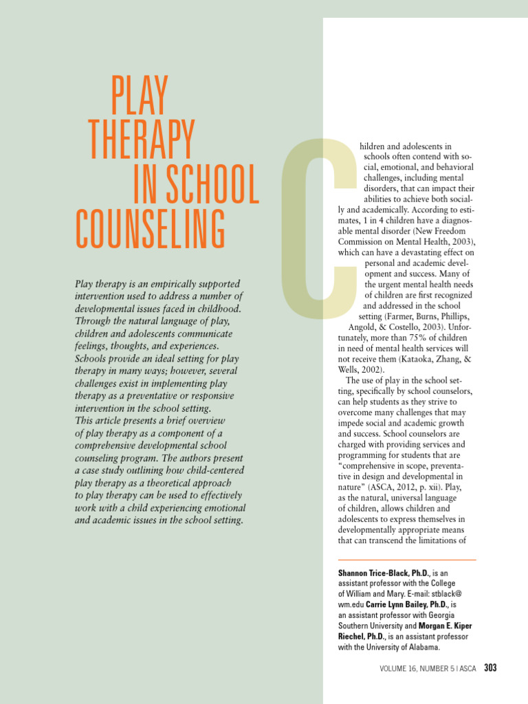 Play Therapy in School Counseling | PDF | Play Therapy | Psychotherapy