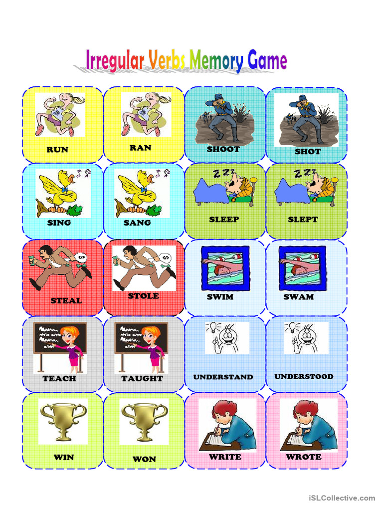 Irregular Verbs Memeory Card Game (3 - 3) | PDF