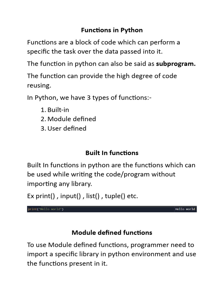 Functions in Python | PDF