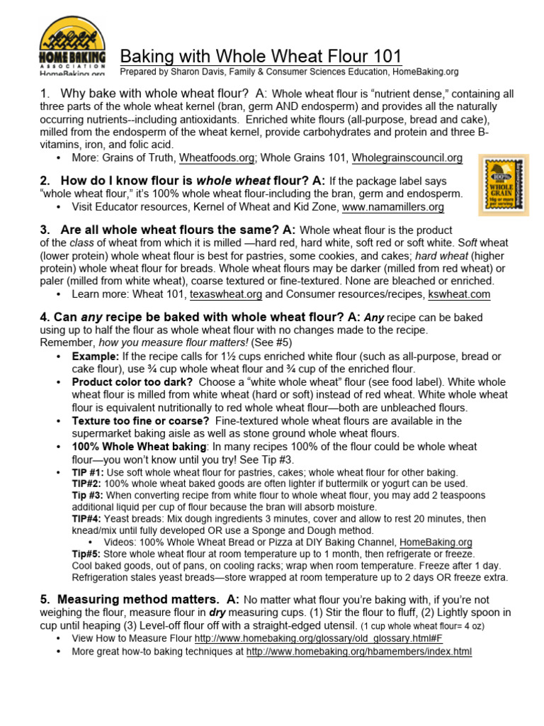 Whole Wheat Flour Baking Guide | PDF | Flour | Whole Grain