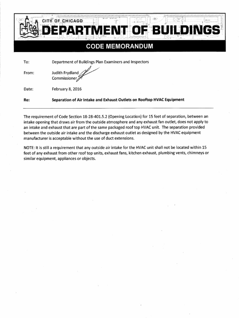 Code Memorandum Separationof Air Intakeand Exhaust | PDF