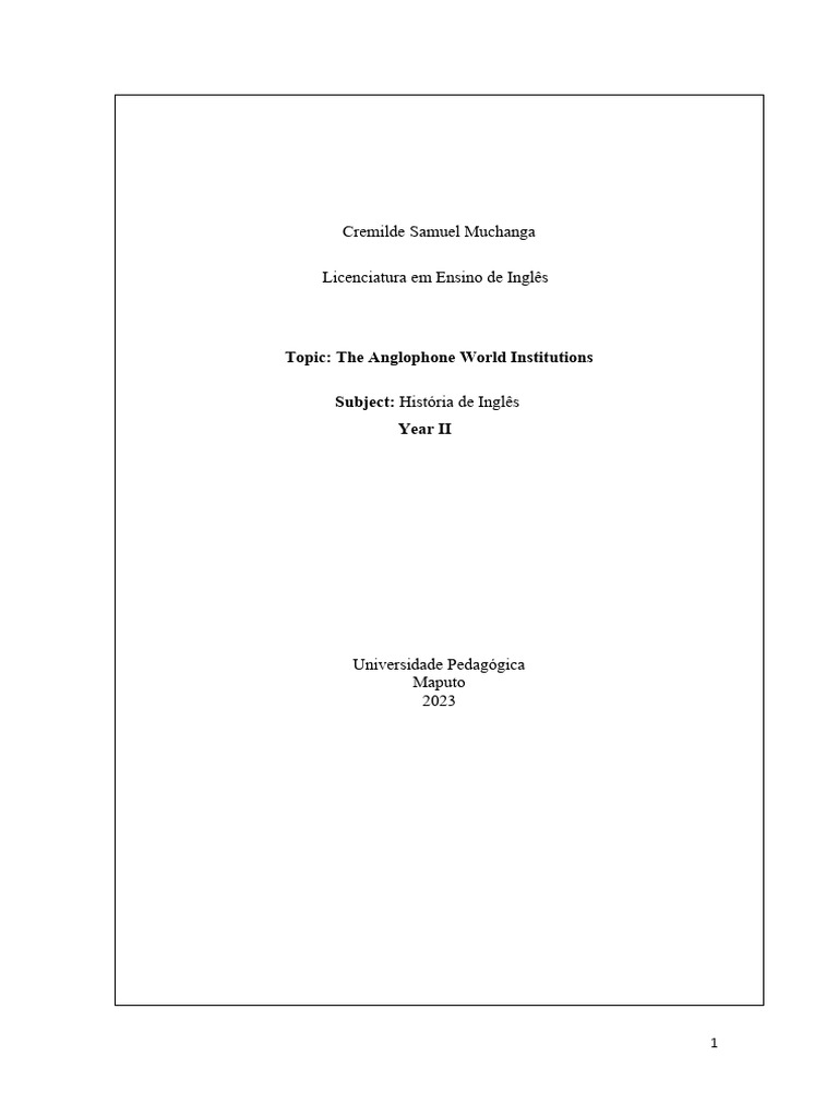 Anglophone World Institutions Overview | PDF