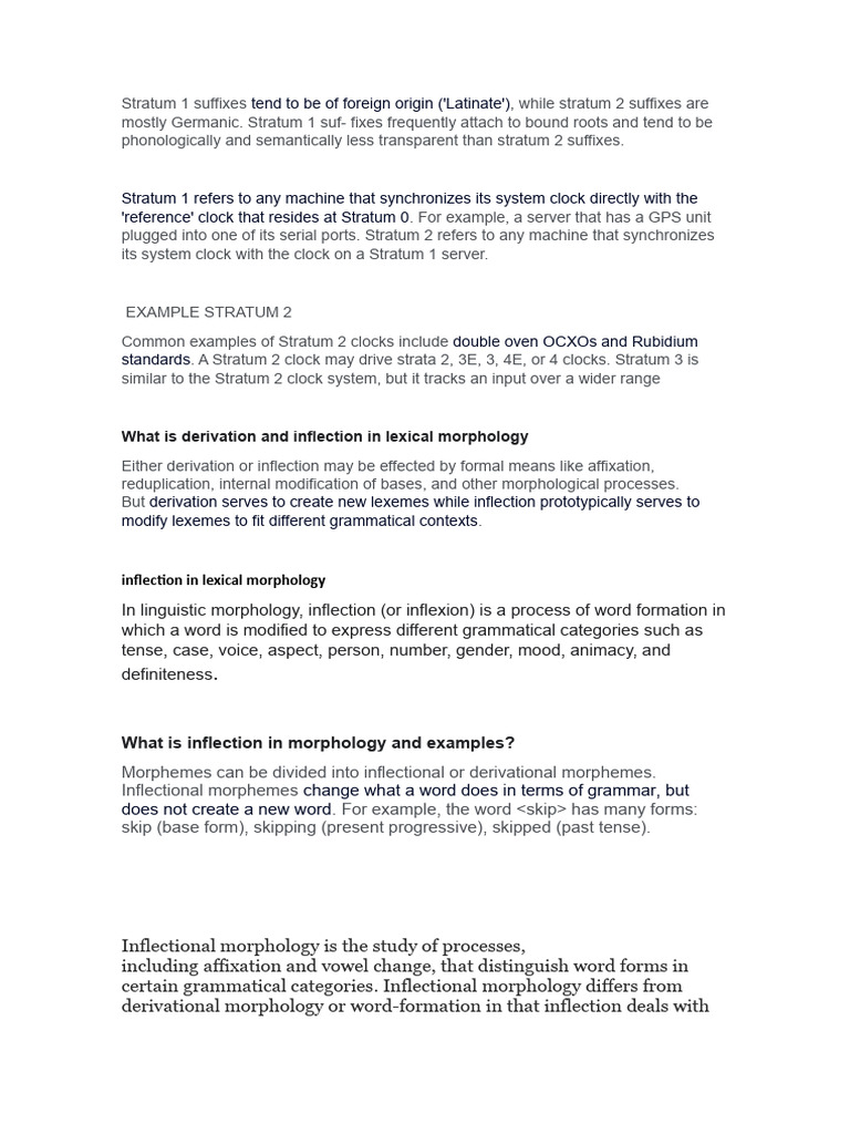 Stratum 1 Suffixes | PDF | Morphology (Linguistics) | Word