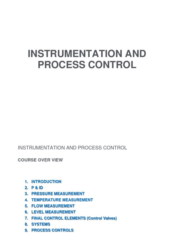1-Instrumentation and Process Control 1rev3 | PDF | Flow Measurement | Valve