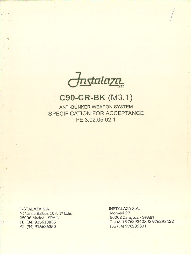 Appx A Tech Specn For Disposable Rocket Launcher C 90 | PDF