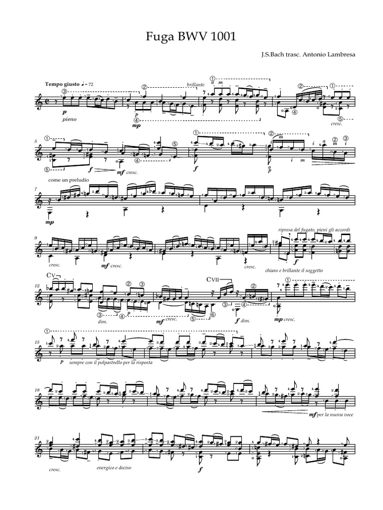 Fuga BWV 1001 | PDF | Musical Compositions | Elements Of Music