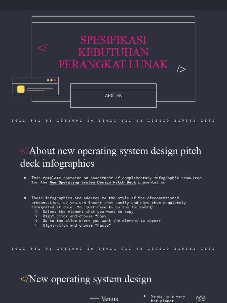 New Operating System Design Pitch Deck Infographics by Slidesgo | PDF