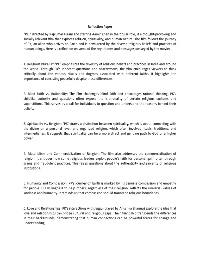 Reflection Paper - PK | PDF | Faith | Spirituality