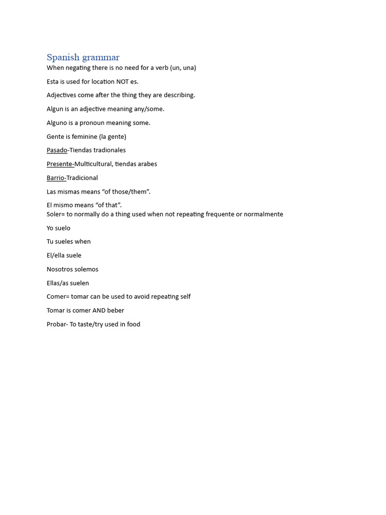 Spanish Grammar | PDF | Language Arts & Discipline | Foreign Language ...