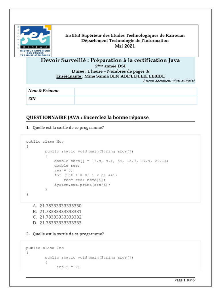 DS Certif 2021 | PDF | Programmation informatique | Génie logiciel