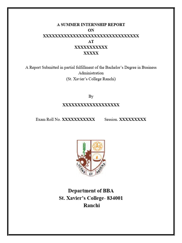 Cover Page Summer Internship | PDF