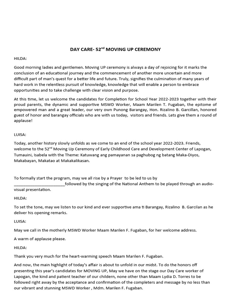 52nd Moving Up Ceremony | PDF