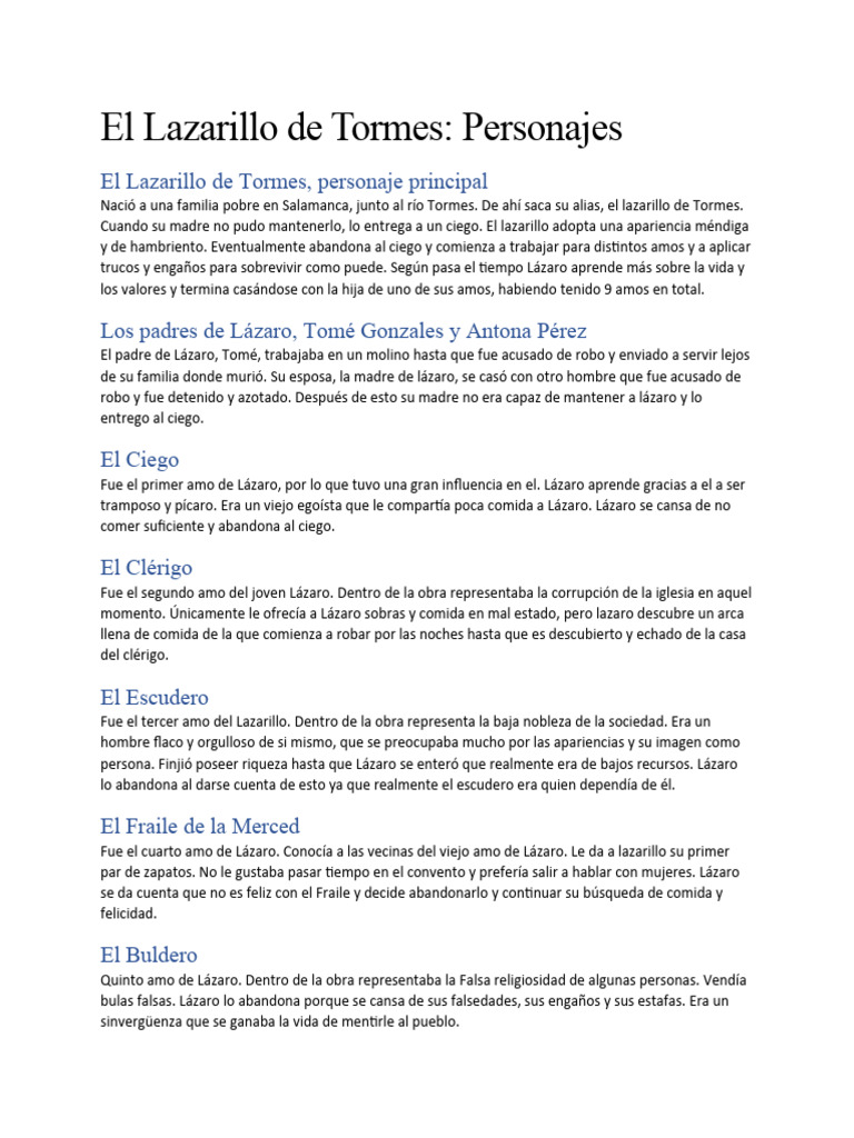 El Lazarillo de Tormes | PDF