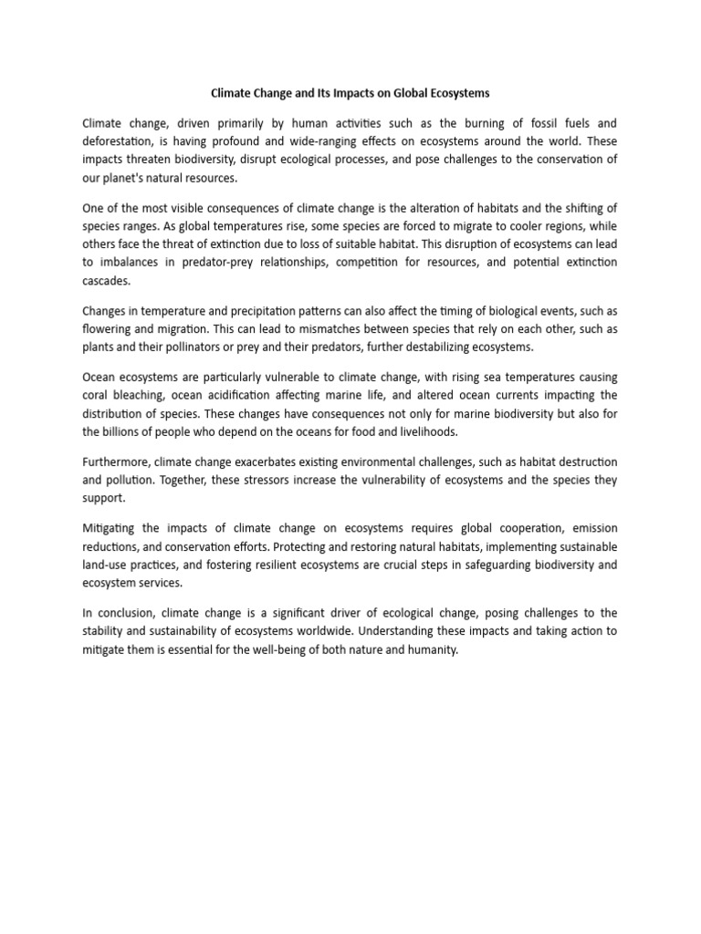 Climate Change and Its Impacts On Global Ecosystems | PDF | Wellness ...