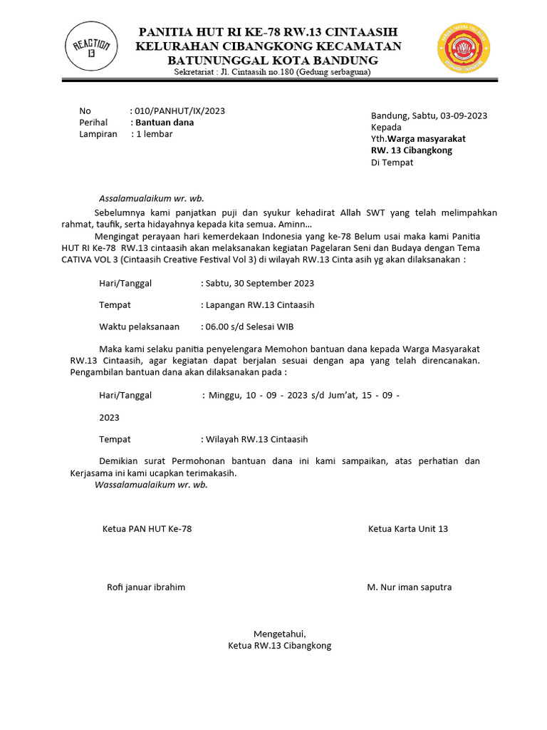 Contoh Surat Panhut | PDF