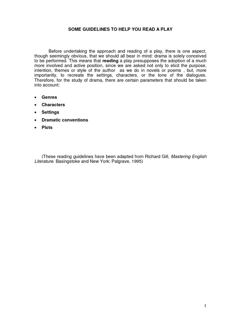 How To Read A Play | PDF