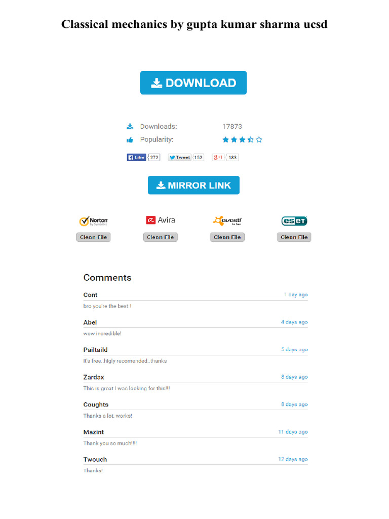 Classical Mechanics by Gupta Kumar Sharma Ucsd | PDF