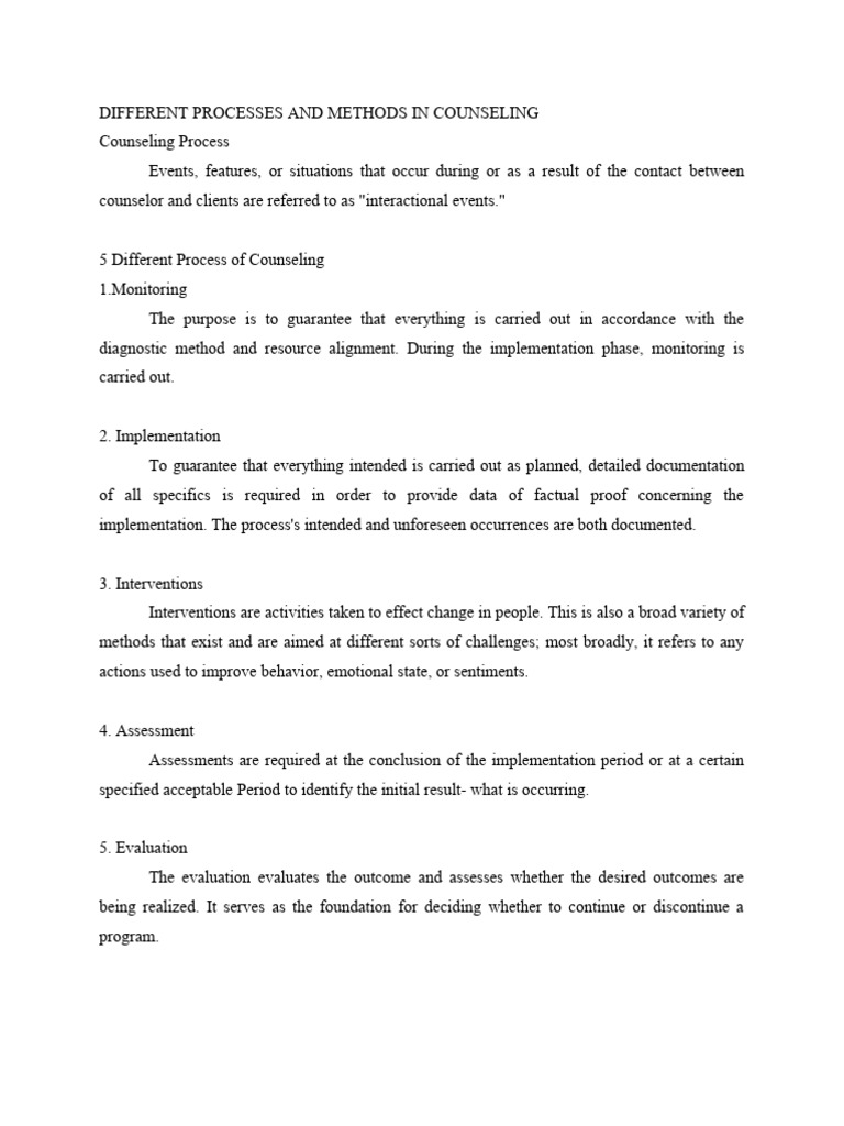 Counseling Processes and Methods Overview | PDF
