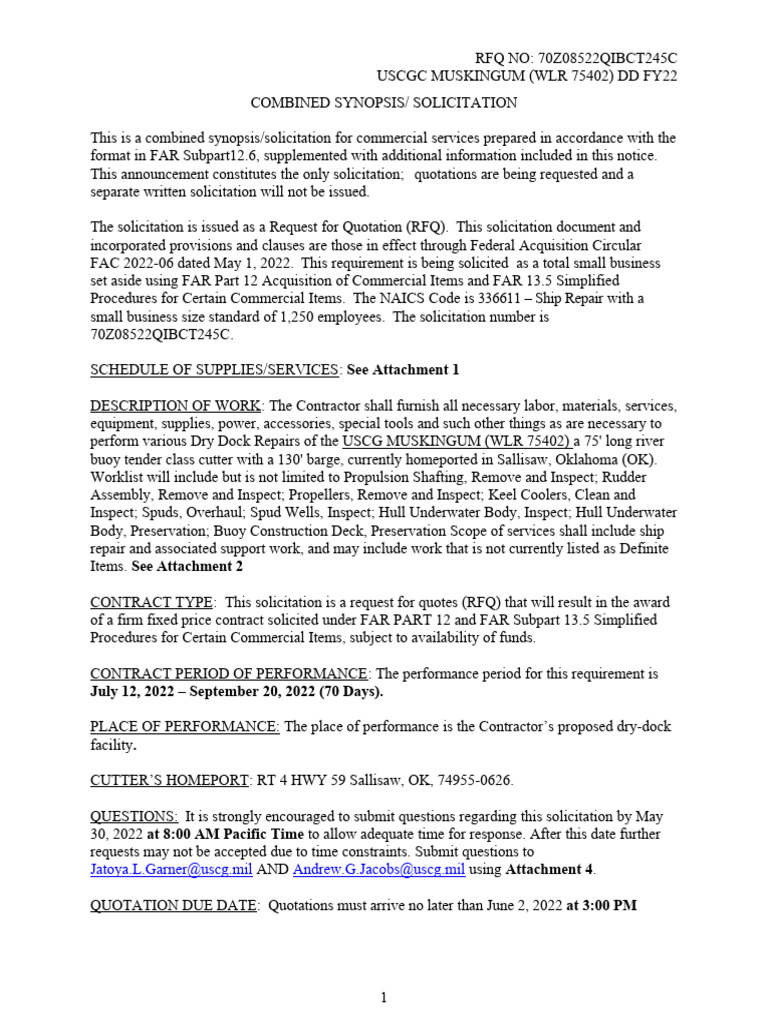 CGC Muskingum Solicitation Final - 21may2022 | PDF | Offer And ...