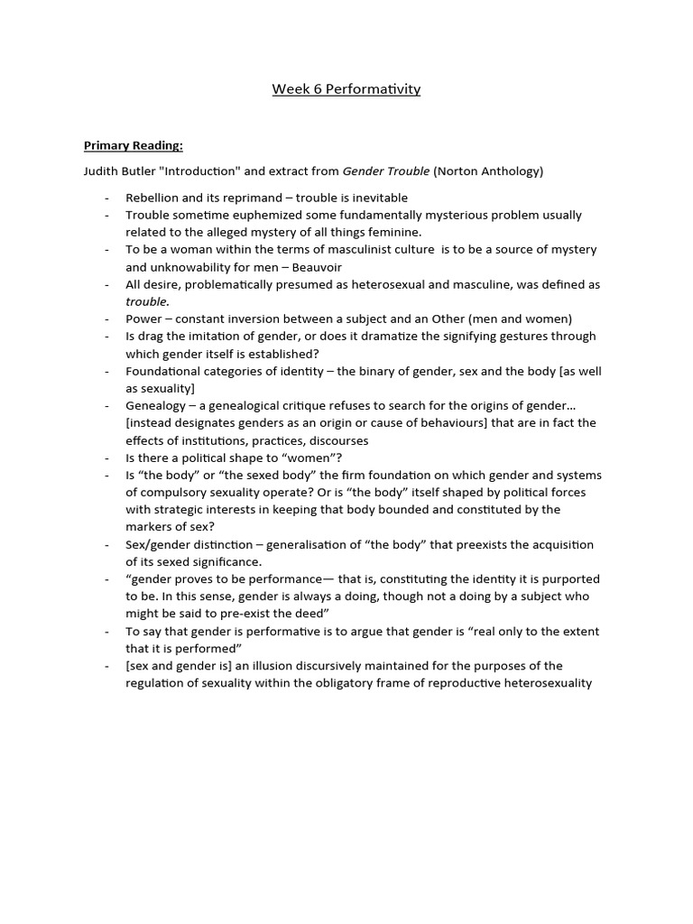 Theory For English Literature - Gender and Performativity | PDF ...