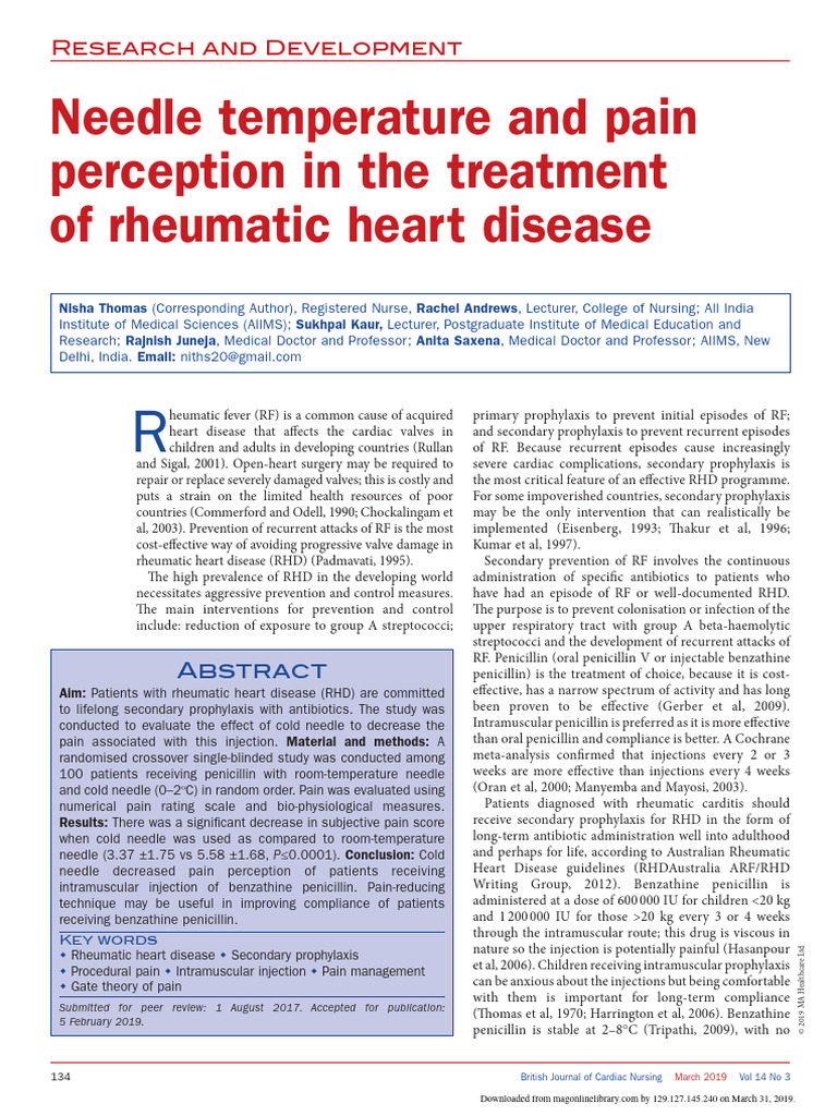 Needle Temperature and Pain | PDF | Pain | Injection (Medicine)