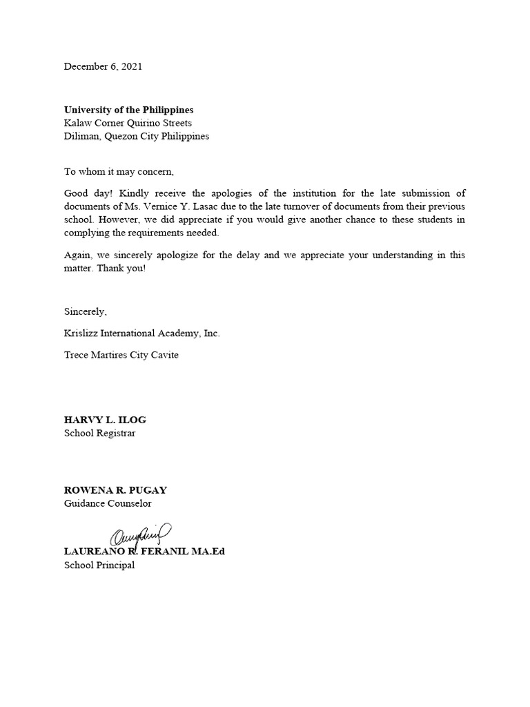 Apology Letter | PDF