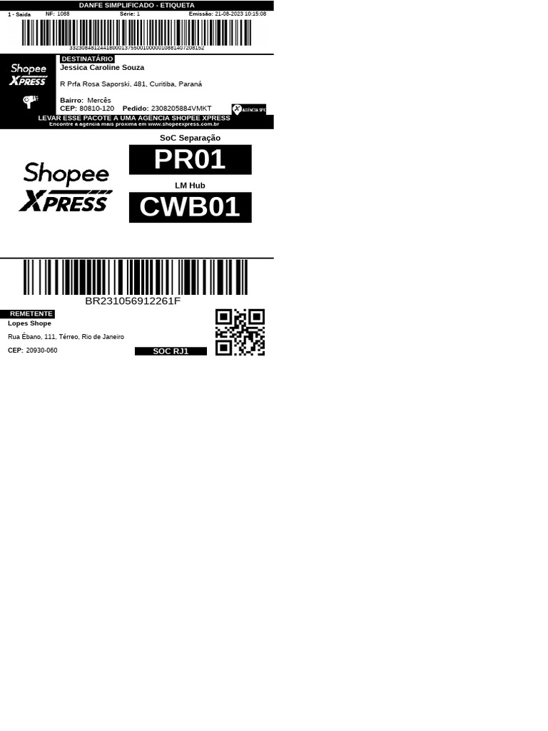 Etiquetas Shopee 16926261226245 | PDF