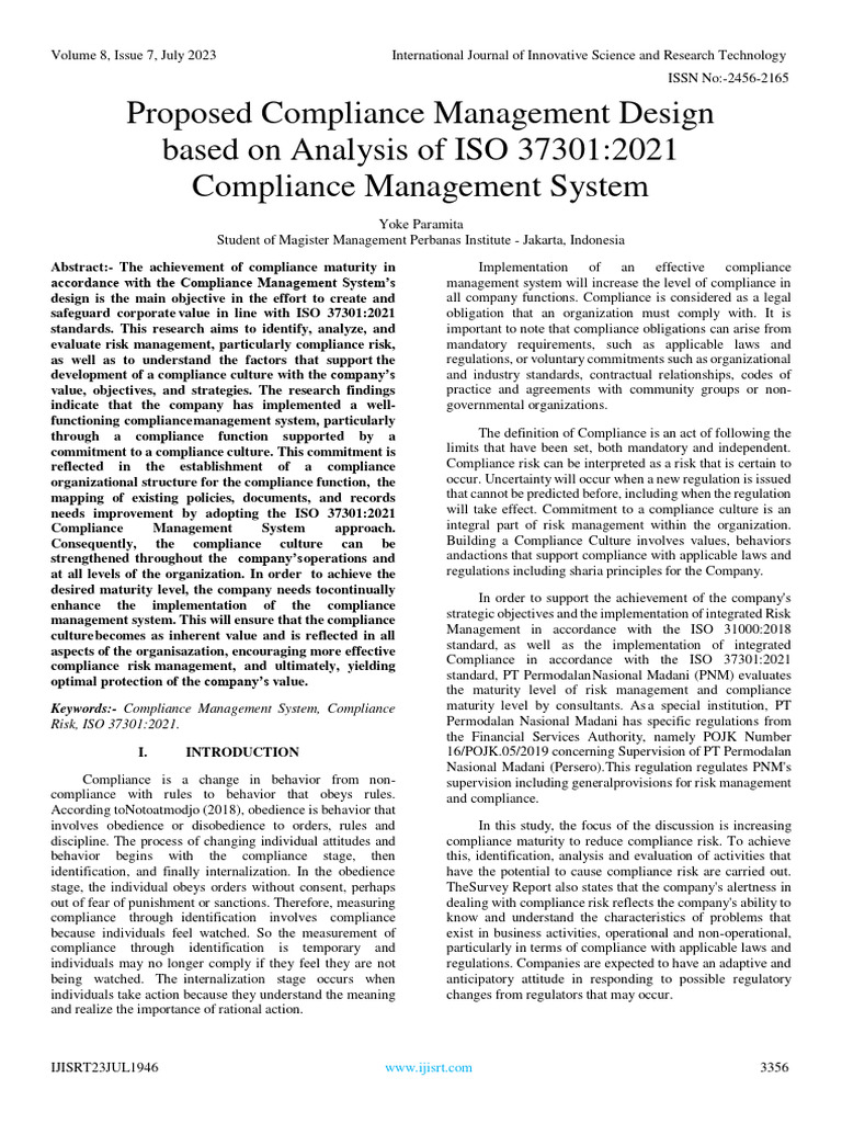 ISO 37301: Enhancing Compliance Maturity | PDF | Regulatory Compliance ...