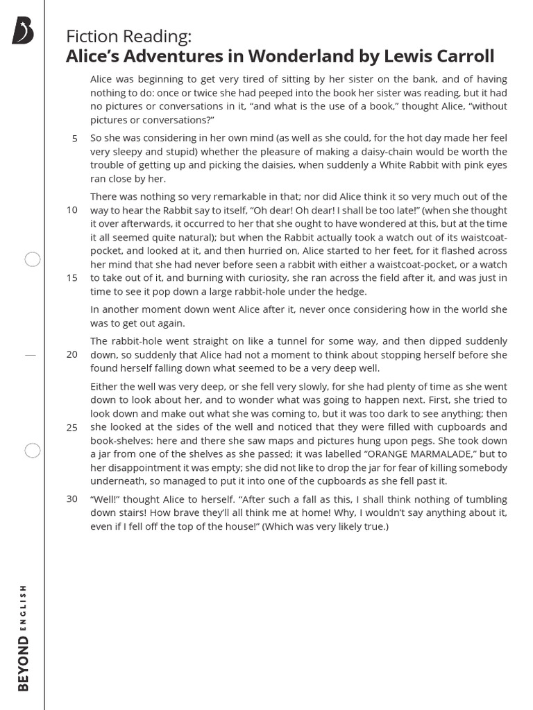 Alice in Wonderland Extract | PDF | Alice (Alice's Adventures In ...