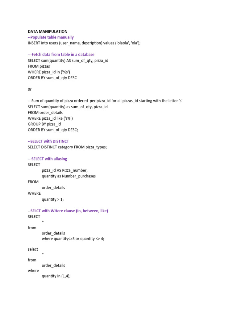 Sql Statements Pdf Relational Database Databases