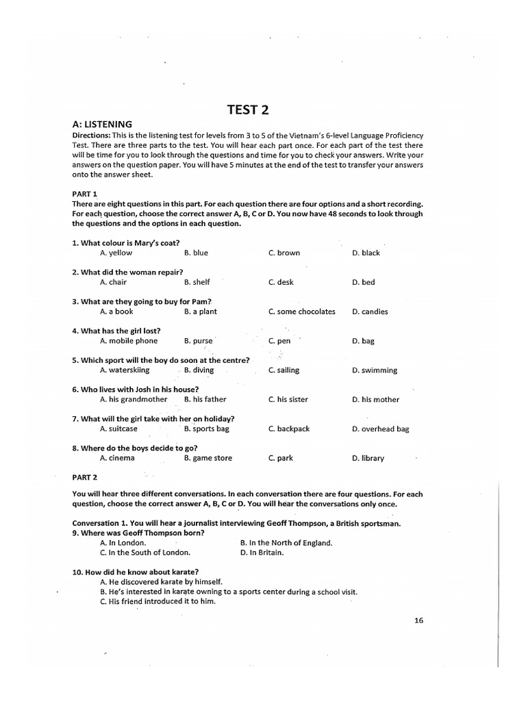Test 2 Vstep | PDF