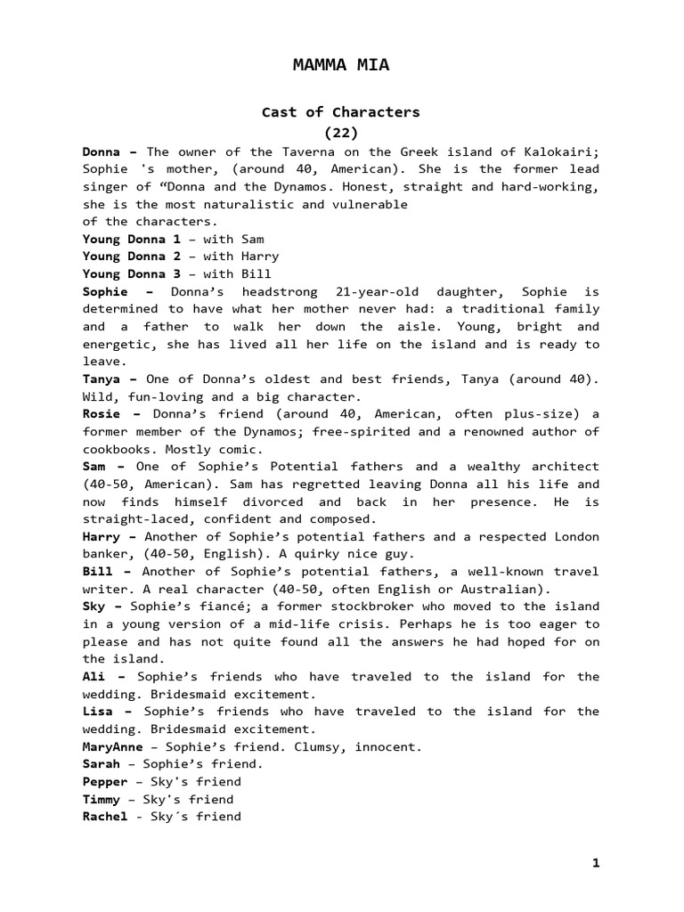 Mamma Mia - Script 2023 (P7) | PDF | Art | Poetry