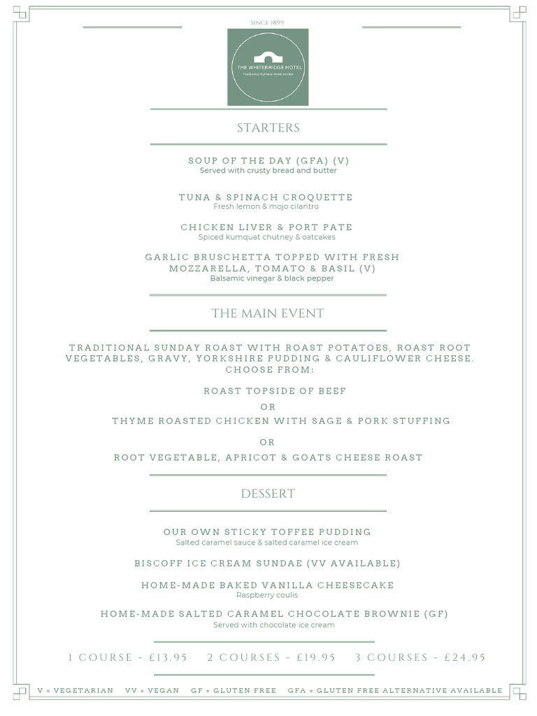 Sunday Lunch Menu 3 | PDF