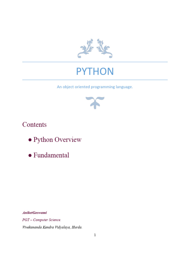 Chapter - 1 - Python Overview and Fundamentals | Download grátis PDF ... Chapter - 1 - Python Overview and Fundamentals | Download grátis PDF ...