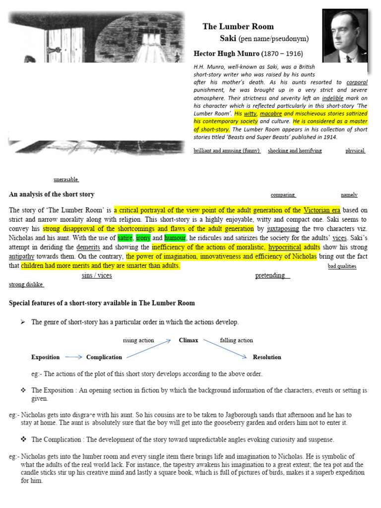 The Lumber Room (Highlighted) | PDF | Saki | Satire