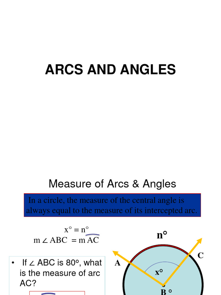 Arcs and Angles | PDF | Angle | Circle