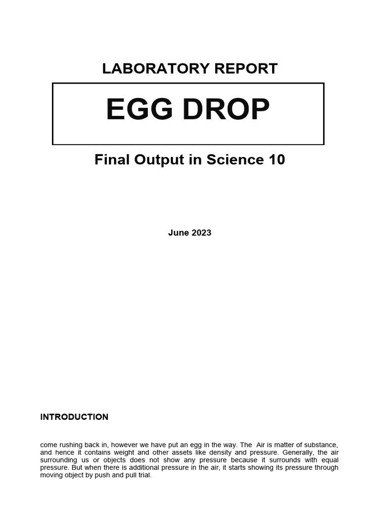 Egg Drop Lab Report | PDF