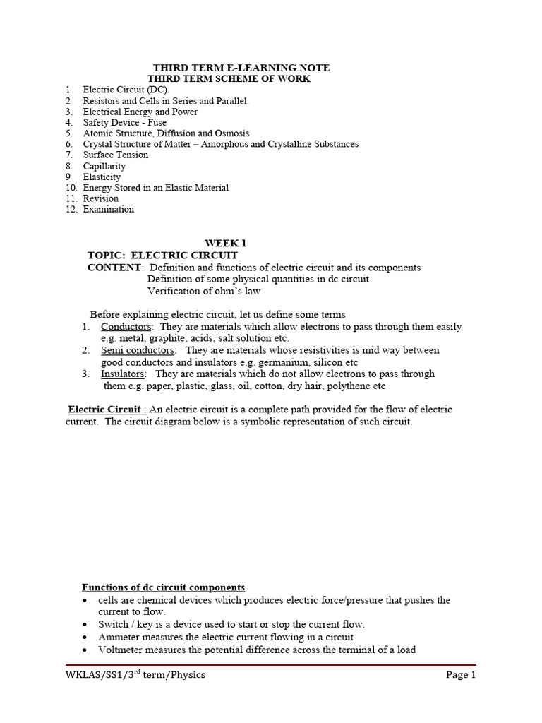 3rd Term S1 Physics Pdf Crystal Structure Elasticity Physics