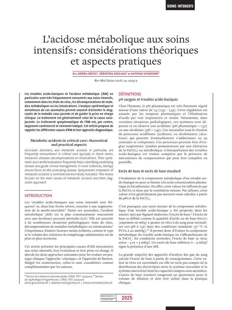Acidose Metaboli | PDF | Biochimie | Chimie